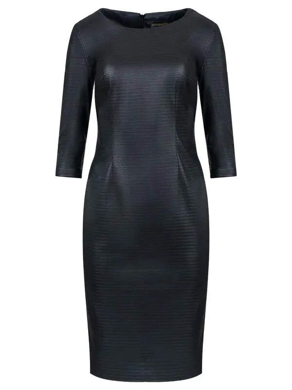 CONQUISTA Fitted Dress With Stitch Detail - Black