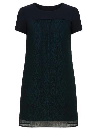 CONQUISTA Double Layer Dress With Lace Detail - Blue