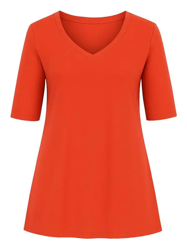 CONQUISTA Viscose-elastane Jersey Tunic With Half Sleeves - Red