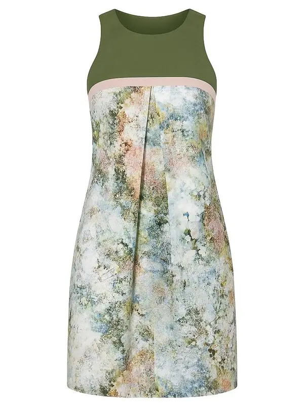 CONQUISTA Sleeveless Floral A-line Dress - Yellow