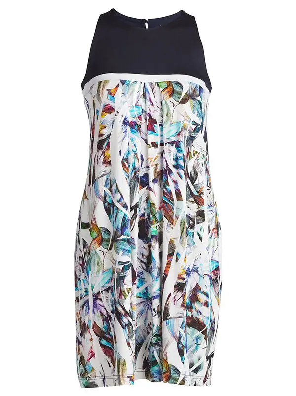 CONQUISTA Sleeveless Printed Dress - Blue