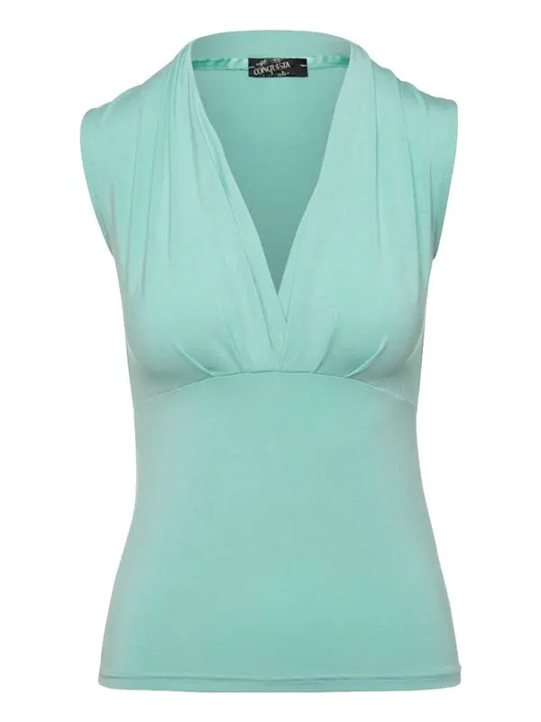 CONQUISTA Aqua Wrap Top In Micromodal - Blue