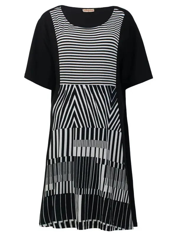 CONQUISTA Printed Viscose Jersey Dress - Black