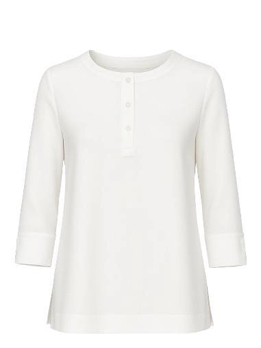 CONQUISTA Crepe Fabric Button Detail Top - Beige