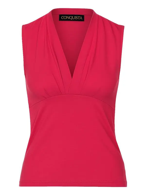 CONQUISTA Sleeveless V-neck Wrap Top - Pink