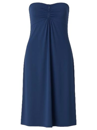 CONQUISTA Strapless A-line Dress With Keyhole Detail - Blue