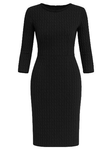 CONQUISTA Fitted Jacquard Midi Dress - Black