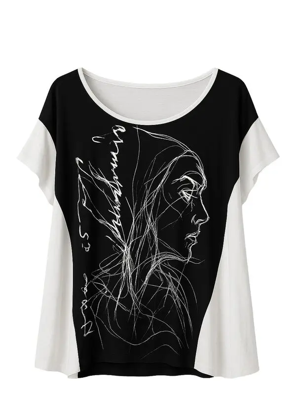 CONQUISTA Oversized Lightweight Jersey Top In Micromodal & Cashmere - Black