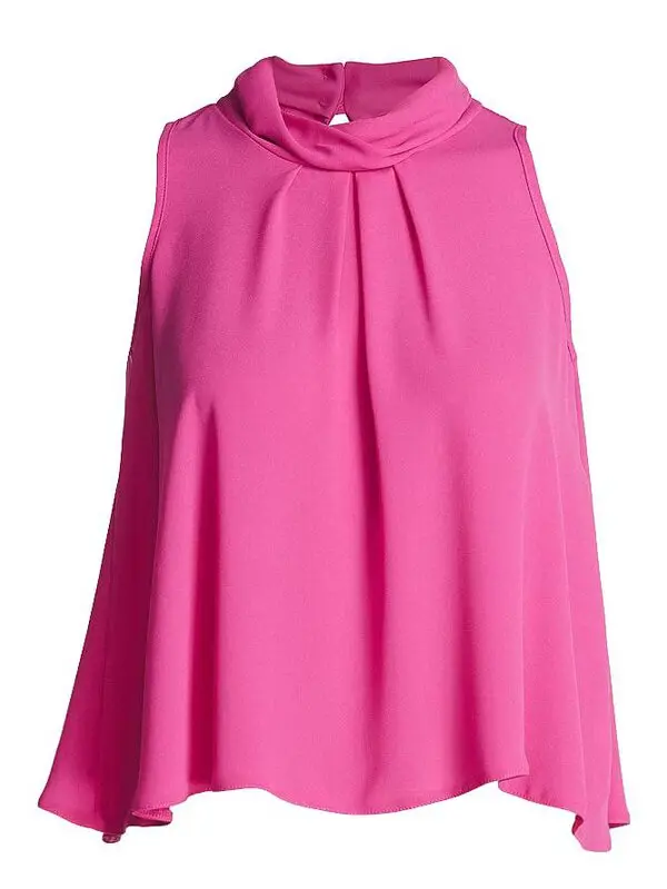 CONQUISTA Sleeveless Top With Pleat Detail And Stand-up Collar - Pink