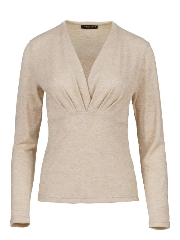 CONQUISTA V-neck Knit Top - Brown