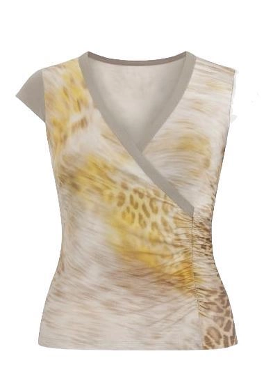 CONQUISTA Animal Print Cross-over Top - Brown