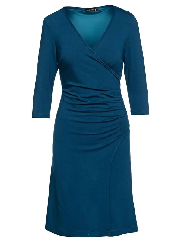 CONQUISTA Faux Wrap Dress - Blue