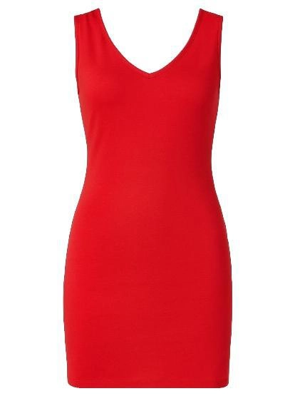 CONQUISTA Sleeveless V-neck Drape Back Dress - Red