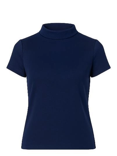 CONQUISTA Short Sleeve Turtleneck Top - Blue