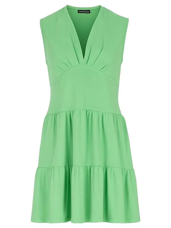 CONQUISTA Sleeveless V-neck Jersey Dress - Green