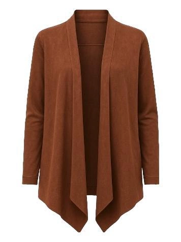 CONQUISTA Alcantara-effect Open Front Cardigan - Brown