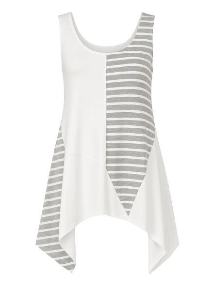 CONQUISTA Sleeveless Tunic With Asymmetrical Stripe Detail - Grey
