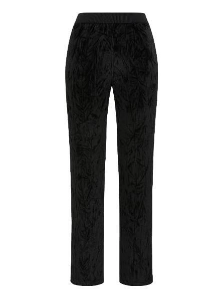 CONQUISTA Crushed Velvet Straight Leg Pants - Black