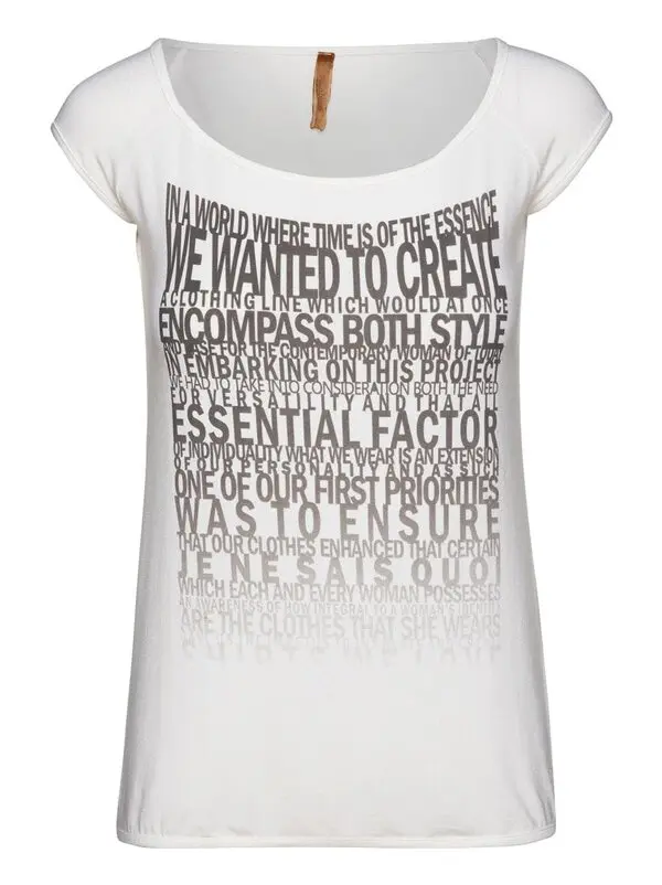CONQUISTA Cap Sleeve Printed Top - White