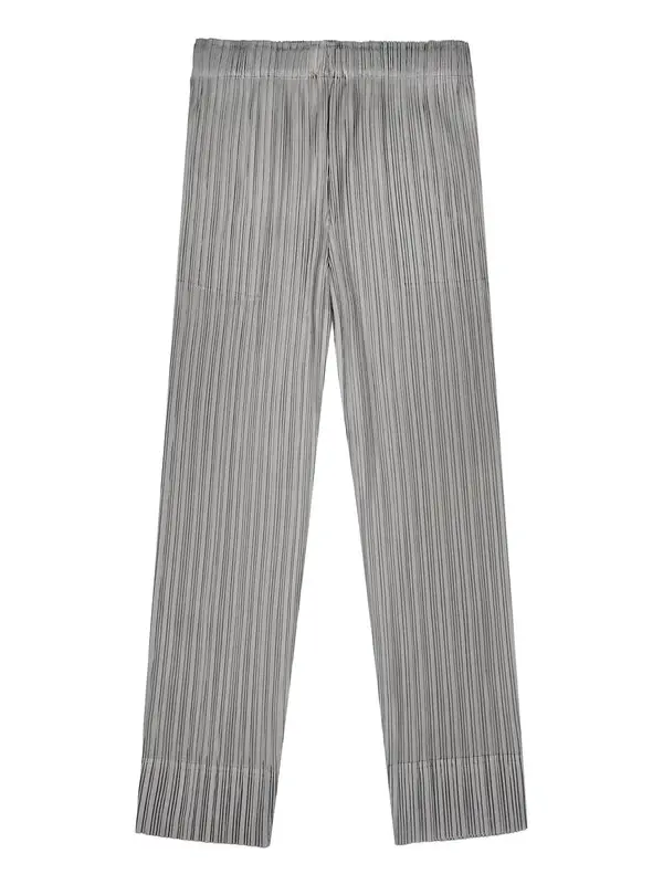 WILD COSMOS Natalia Plissé Satin Tapered Crop Pant - Grey
