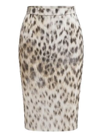 CONQUISTA Animal Print Stretch Cotton Blend Pencil Skirt - Black