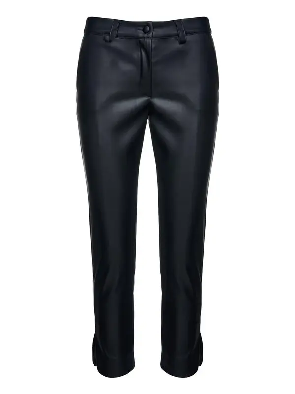 CONQUISTA Faux Leather Cropped Pants - Black