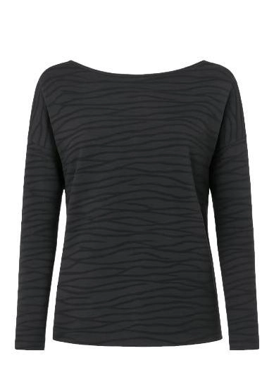 CONQUISTA Low Back Jacquard Top - Black