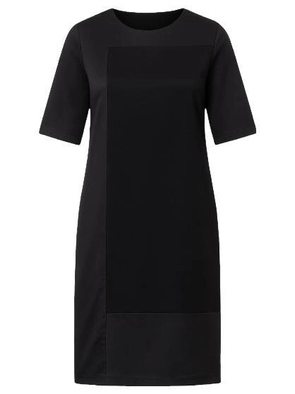 CONQUISTA Contrast Fabric Shift Dress - Black