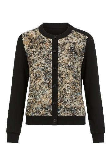 CONQUISTA Long Sleeve Printed Cardigan - Black