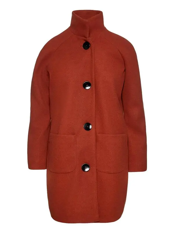 CONQUISTA Faux Mouflon Coat - Brown/red