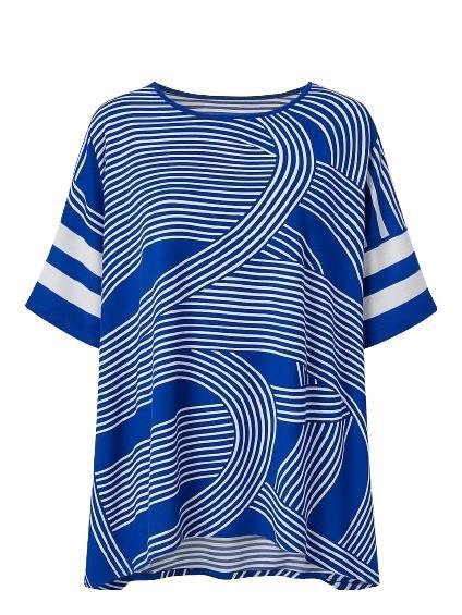 CONQUISTA Oversized Striped Top - Blue