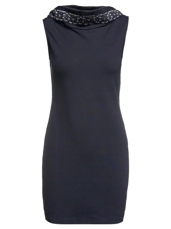 CONQUISTA Off-shoulder Mini Dress With Lace Detail - Black