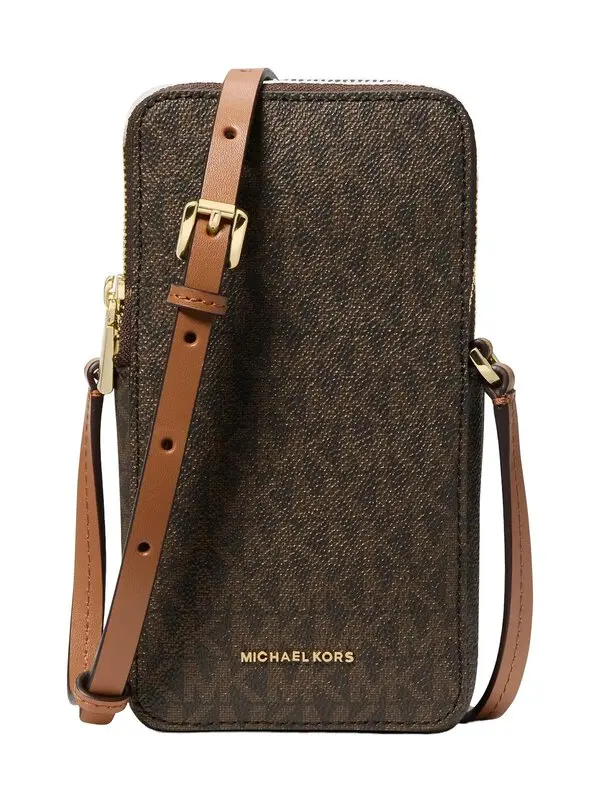 Michael Kors Jet Set Small Signature Logo Smartphone Crossbody Bag - Brown
