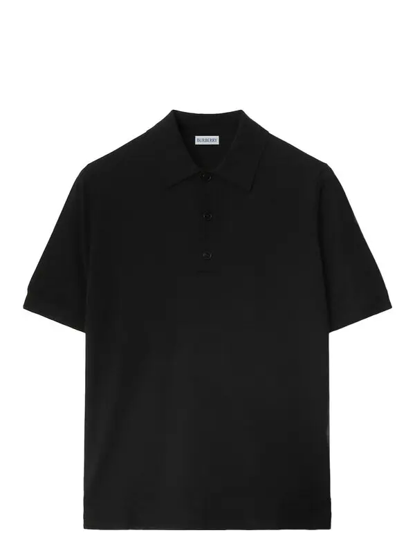 Burberry Check-trim Short Sleeved Polo Shirt - Black