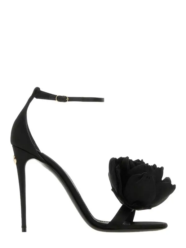 Dolce & Gabbana Dolce Gabbana Keira Flower Detailed Sandals - Black
