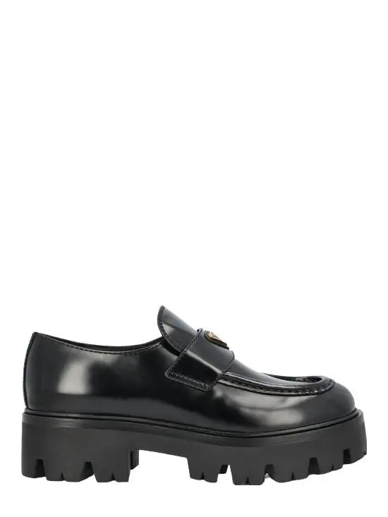 Prada Leather Round Toe Loafers - Black