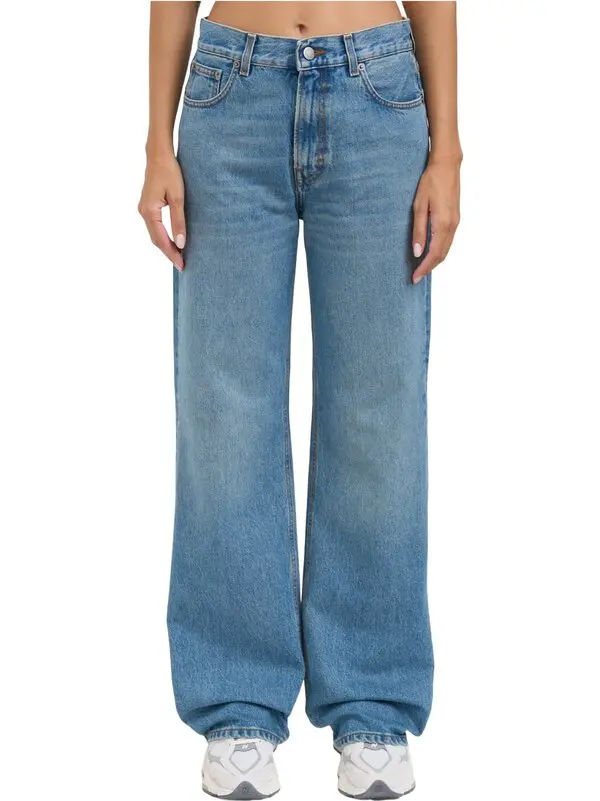 HAIKURE Five-pocket Wide-leg Denim Trousers - Blue