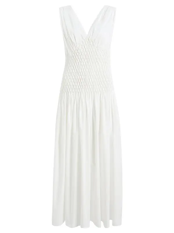 Khaite Nola Dress In Cotton Poplin - Chalk