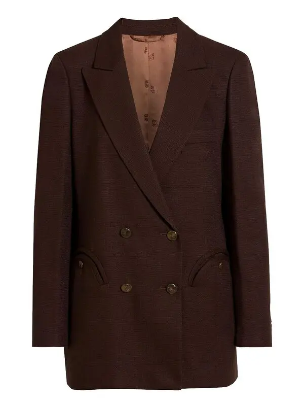 BLAZÉ MILANO Double-breasted Woven Blazer - Chocolate