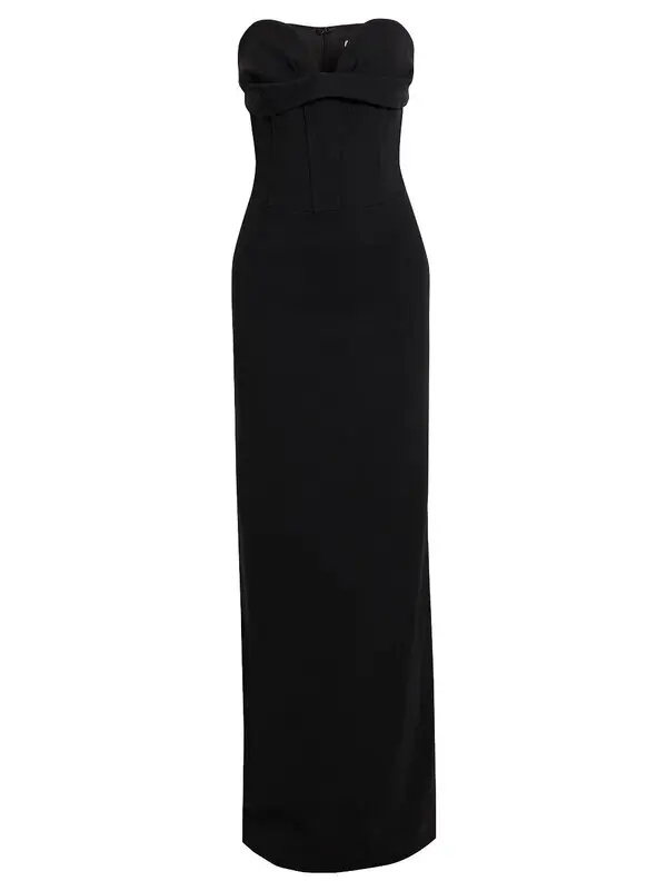 Magda Butrym Strapless Wool-blend Crepe Gown - Black
