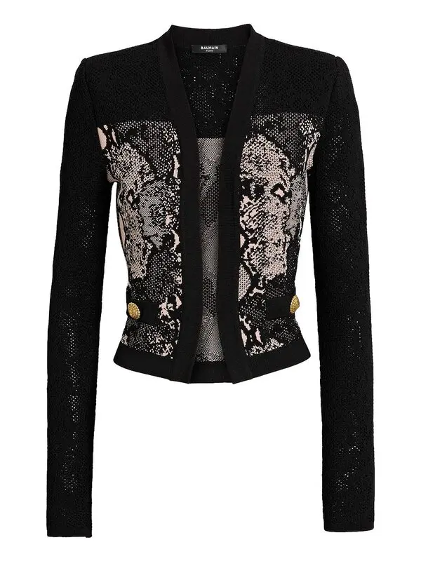 Balmain Jacquard Knit Button-detailed Jacket - Black