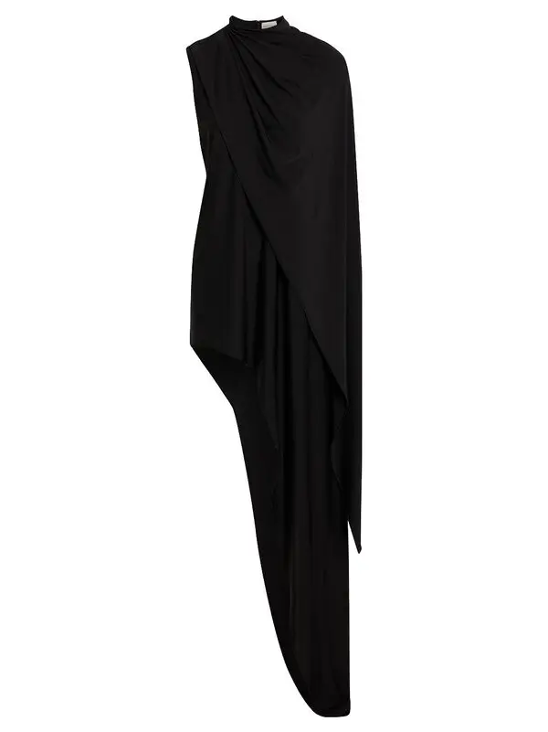 Magda Butrym Asymmetric Draped Stretch-jersey Dress - Black