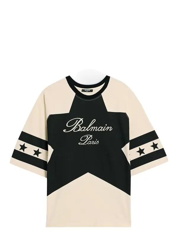 Balmain Printed Cotton T-shirt - Cream
