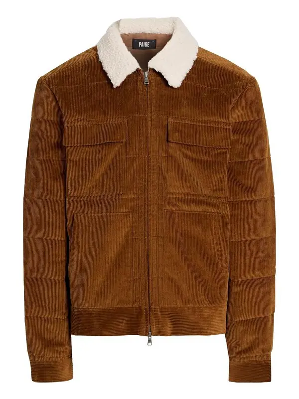 Paige Vosler Cotton-blend Corduroy Jacket With Shearling Collar - Brown