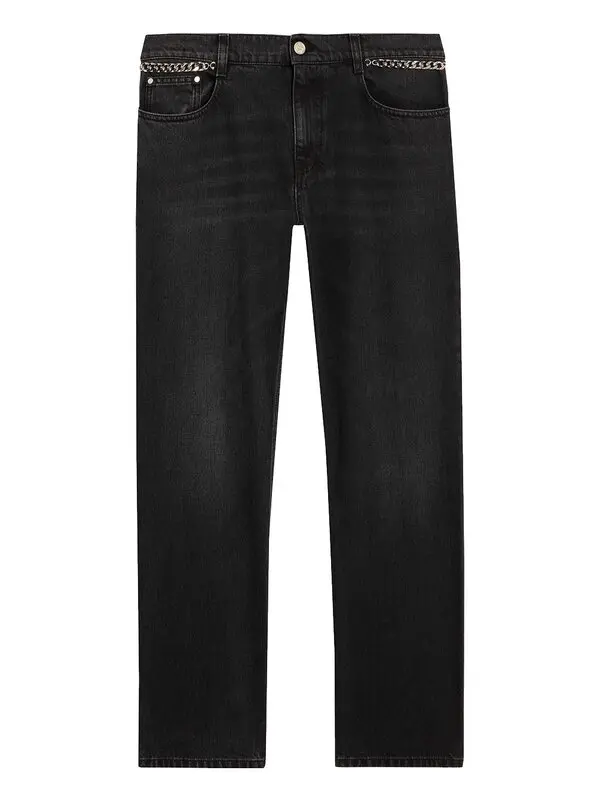 Stella McCartney Chain-embellished High-rise Straight-leg Jeans - Charcoal
