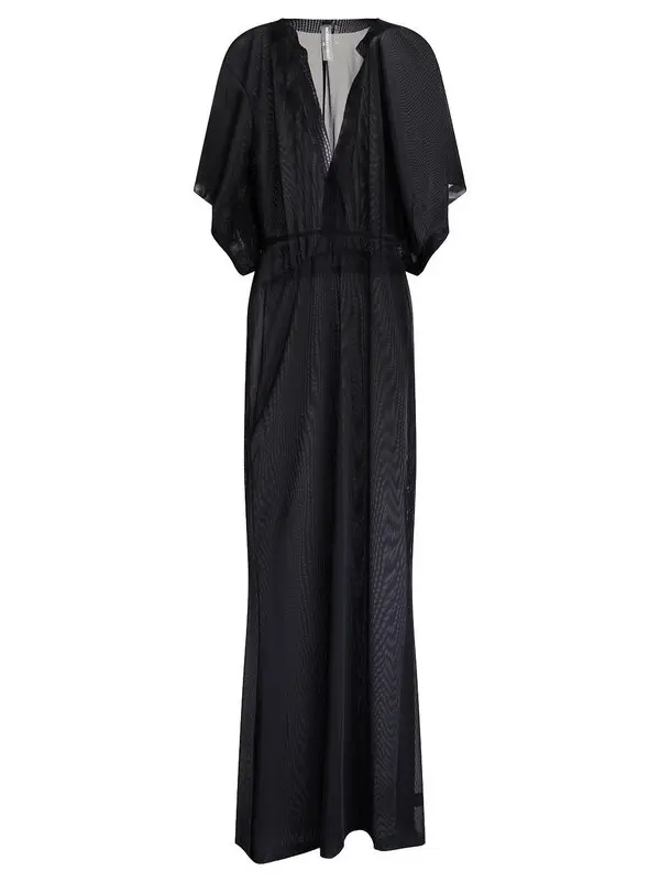 Norma Kamali Draped Mesh Maxi Dress - Black