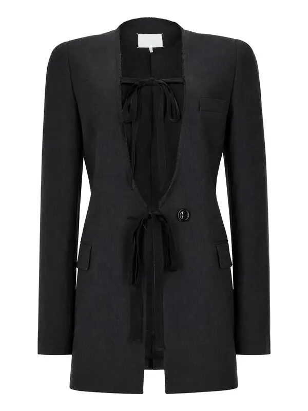 MAISON MARGIELA Striped Wool Blazer - Black