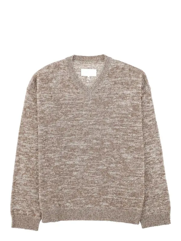 MAISON MARGIELA V-neck Fine Knit Sweater - Beige