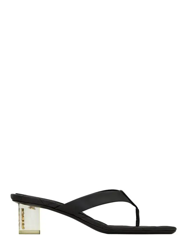 Saint Laurent Sip Sandals In Smooth Leather - Black