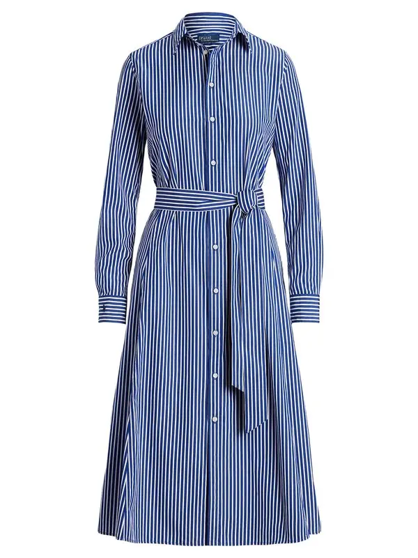 Ralph Lauren Striped Cotton Shirt Dress - Light Blue